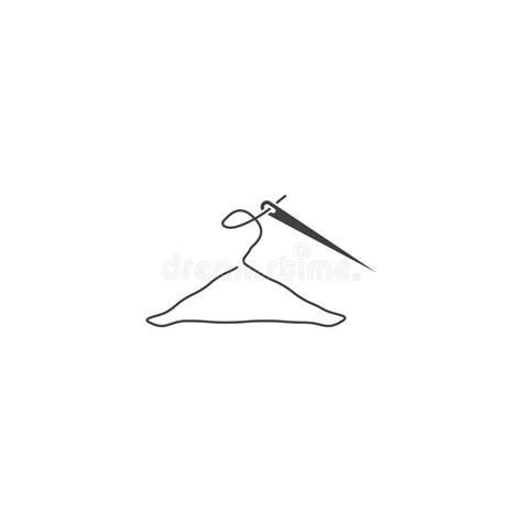 Tailor Hanger With Needle Clothing Production Vector Logo Icon