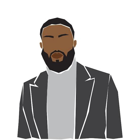 Premium Vector Black Afro Man With Beard In Costume Abstract Man