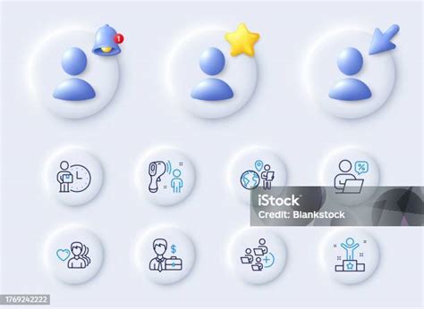 Outsource Work Winner And Man Love Line Icons For Web App Printing Vector Stock Illustration