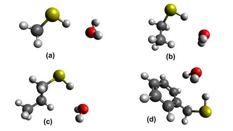Optimised Geometry Of Aliphatic Thiol Water Complex A Methanethiol