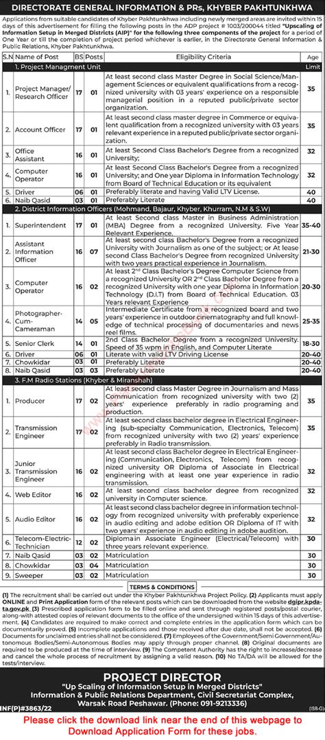 Onlinr Recent Jobs In Pakistan In Directorate General Information And