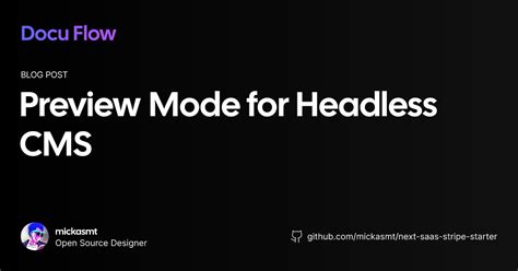 Preview Mode For Headless Cms Docu Flow