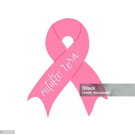 Outubro Rosa 포르투갈어로 된 October Pink 브라질 유방암 인식 캠페인 웹 배너 필기 편지 0명에 대한 스톡