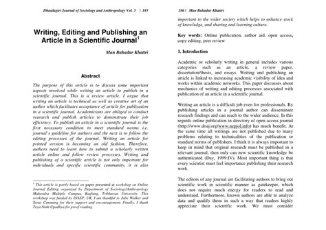 Pdf Writing Editing And Publishing An Article In A Scientific Journal