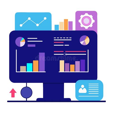 Futuristic Data Analytics Dashboard With Graphs Stock Illustration