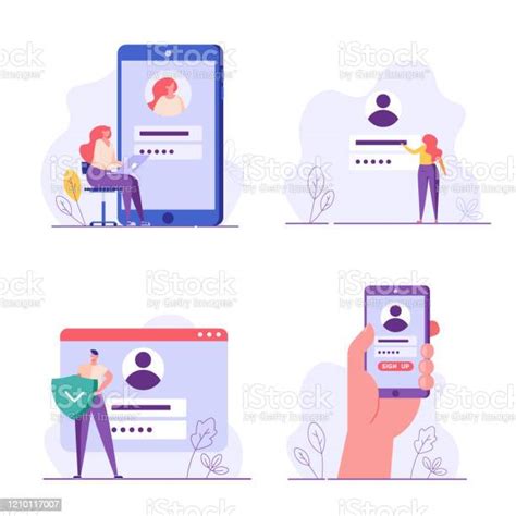 사람들은 온라인 세트를 등록합니다 사용자 인터페이스 등록 또는 등록 사용자는 보안 로그인 및 암호를 사용합니다 온라인 등록 등록