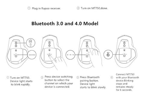 Rapoo MT750 Rechargeable Multi-mode Wireless Mouse Bluetooth 3.0/4.0 R ...
