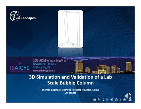 Pdf 3d Simulation And Validation Of A Lab Scale Bubble Column