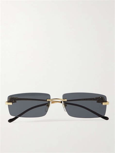 Cartier Panthère D Square Frame Gold Tone Sunglasses Gray Editorialist