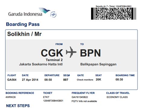 Contoh Boarding Pass 45 Koleksi Gambar