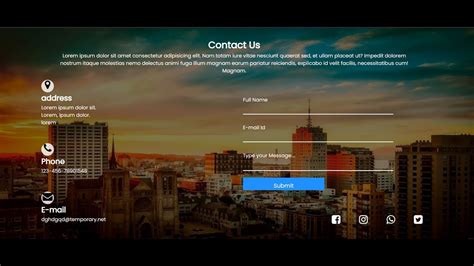 Responsive Contact Us Page By Using Only Html And Css Youtube