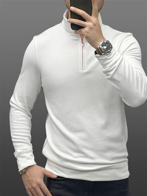 Fioboc Mens Comfy Quarter Zip Mock Neck Sweatshirt Mens Turtleneck