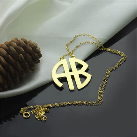 Personailzed Two Initial Block Monogram Necklace Solid Gold
