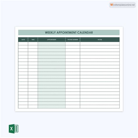 Free Appointment Schedule Templates Excel Word