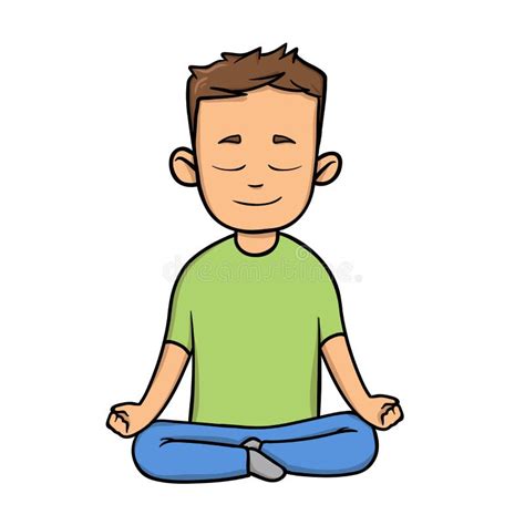 思考的男孩 瑜伽和放松平的设计象 平的传染媒介例证 背景查出的白色 向量例证 插画 包括有 健身 动画片 127521298