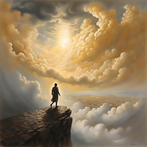 Man Conquering The Cloud Skyline Premium AI Generated Image