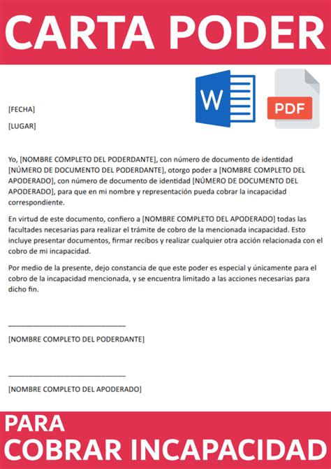 Carta Poder Para Cobrar Ejemplos Y Modelos Para Descargar
