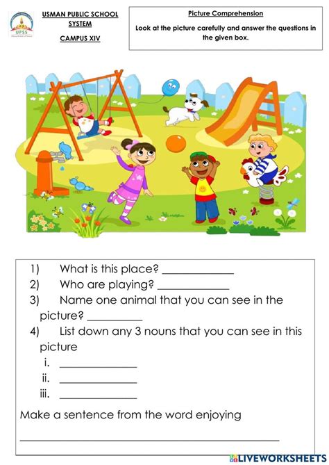 Picture Comprehension Worksheet For Grade 1 Picture Comprehension