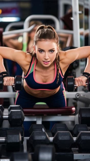 Premium Photo Beautiful Sporty Young Woman Doing Exercise In Gym