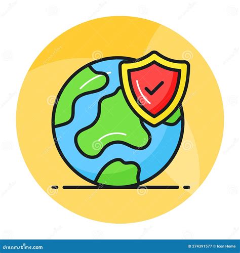 Security Shield With World Globe Denoting Concept Vector Of Global