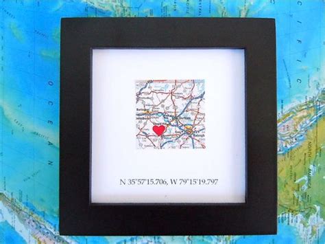 Framed Map And Gps Coordinates Custom Map T Latitude Longitude 5x5 Inch Frame Engagement T