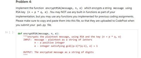 Solved Implement The Function Encryptrsamessage N E