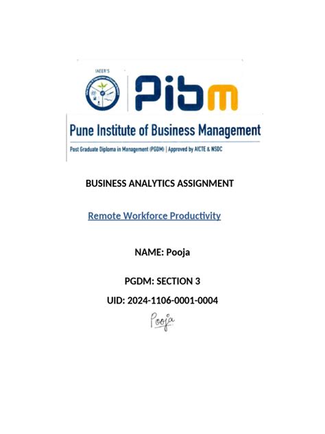 Pooja Business Analytics Pdf Machine Learning Analytics