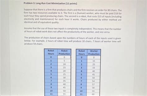 solved problem 3 long run cost minimization [ 12 points]