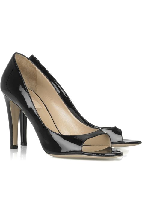 Valentino Patent Leather Open Toe Pumps In Black Lyst