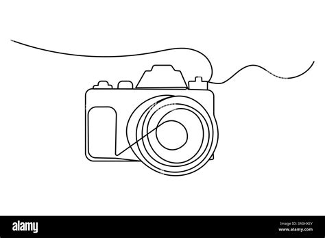 Modern Camera Continuous One Line Drawing Of Minimalist Outline Vector