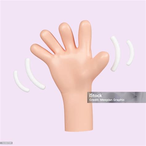 3d 손을 흔드는 제스처 이모티콘 안녕히 계세요 아이콘은 노란색 배경에 분리되어 있습니다 3d 렌더링 그림입니다 클리핑 패스 3