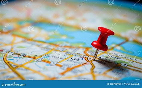 A Digital Gps Map Displays A Vibrant Pin Marking A Specific Location