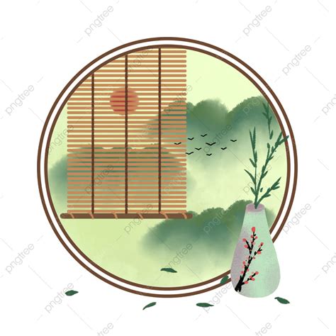 中国風屏風風玉瓶丸枠イラスト画像とpsdフリー素材透過の無料ダウンロード Pngtree
