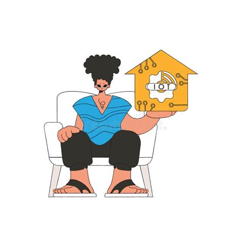 The Guy Grasps The Logo Of The Internet Of Things In His Hands Stock Vector Illustration Of