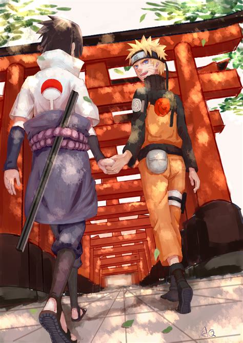 Uzumaki Naruto And Uchiha Sasuke Naruto And 2 More Drawn By Aqie