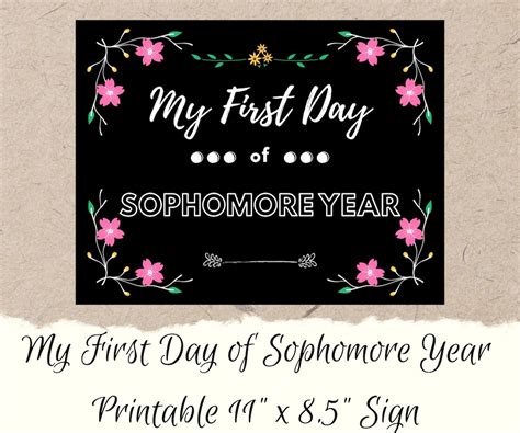 Printable My First Day Of Sophomore Year Sign Diy Printable First Day