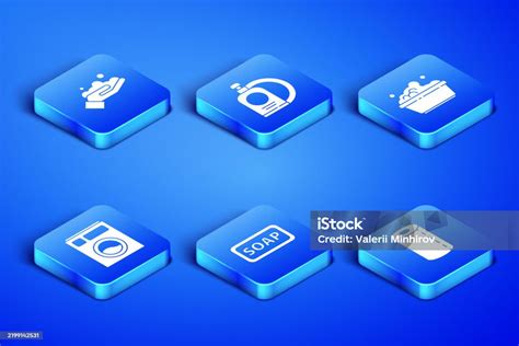 종이 타월 롤 비누로 손 씻기 바 세탁기 식기 세척 액체 병 접시 및 플라스틱 세면 비눗물 아이콘 설정 벡터 3차원 형태에 대한 스톡 벡터 아트 및 기타 이미지 Istock