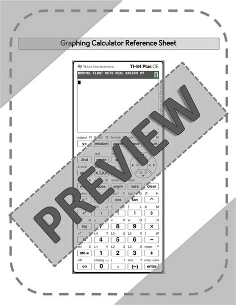 basics 101 keyboard ti 84 graphing calculator reference sheet