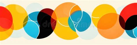 Geometric Pattern Of Interlocking Circles In Bold Primary Colors Creating A Vibrant Modern