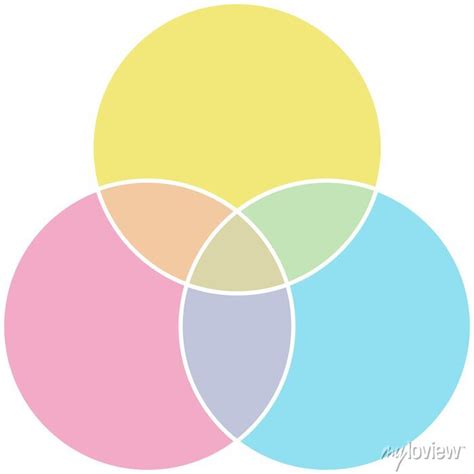 Venn Diagram Set Diagram Logic Diagram With Three Overlapping Wall Stickers Isolated