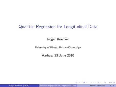 Quantile Regression For Longitudinal Data