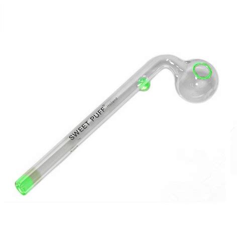 14cm Sweet Puff Glass Pipe Green Rim