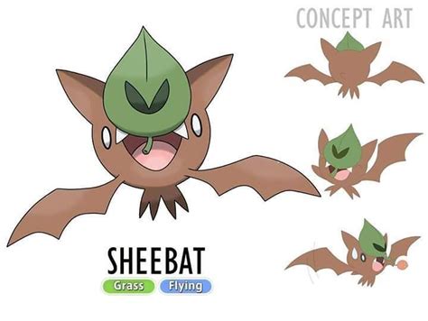 Sheebat Grassflying Pokémon Fakemon Casadosmeargle Regiãolareen