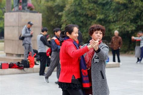 Two Elderly Women Dancing Tango Srgb Image Two Old Chinese Women