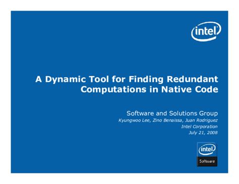 Pdf A Dynamic Tool For Finding Redundant Computations In Native Code Juan Carlos Meza
