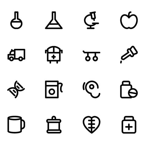 Lab Equipment Line Icons Pack 26384618 Vector Art At Vecteezy