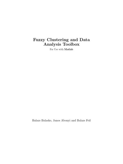 Fuzzy Clustering Toolbox Pdf Cluster Analysis Eigenvalues And