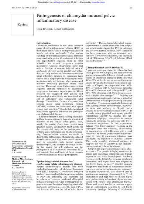 Pdf Pathogenesis Of Chlamydia Induced Pelvic Inflammatory Disease