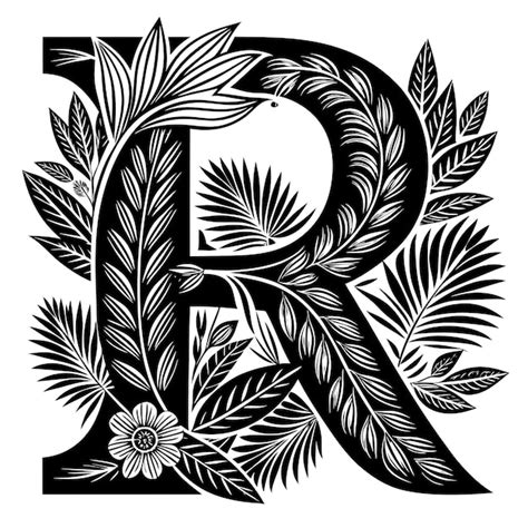 Ornamental Letter R With Decorative Background In Elegant Design
