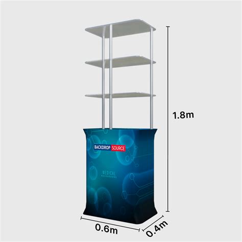 rectangular counter display with triple shelves custom event display